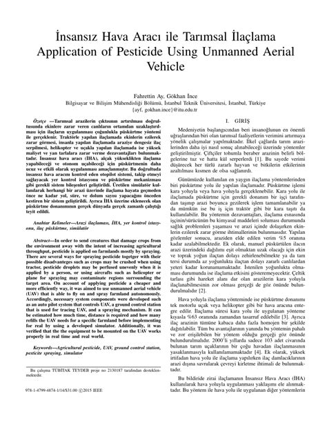 Pdf Application Of Pesticide Using Unmanned Aerial Vehicle