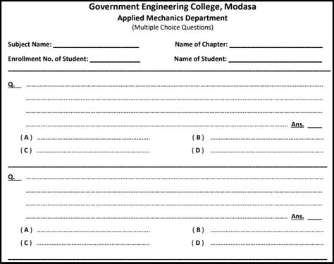 Multiple Choice Question MCQ Format
