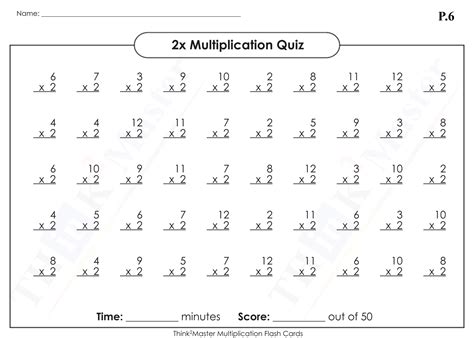 2x Multiplication Worksheets Free Printable
