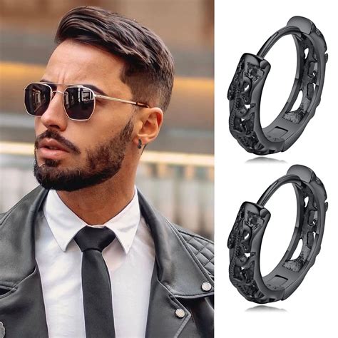 Mens Black Hoop Earrings