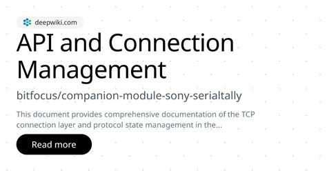 Api And Connection Management Bitfocuscompanion Module Sony