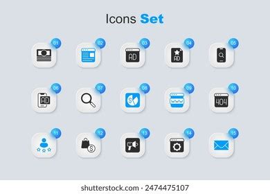 Set Browser Setting Magnifying Glass Advertising Stock Vector Royalty Free