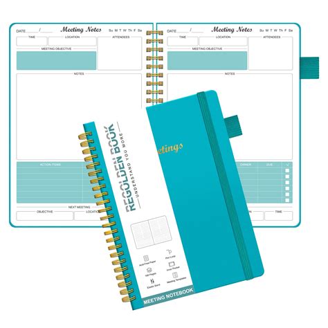 Meeting Notebook For Work With Action Items Hardcover Project Planner Notebook For Note Taking
