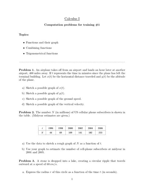 Calculus I Computation Problems 1 Pdf Function Mathematics