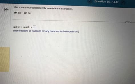 solved use a sum to product identity to rewrite the