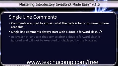 Javascript Training Tutorial Single Line Comments Youtube