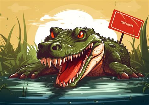 Premium Ai Image Dangerous Crocodile Vector Design