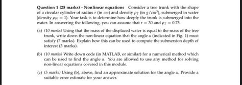 Solved Question 1 25 Marks Nonlinear Equations Consider