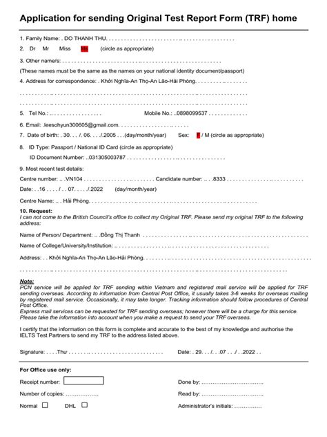 Application For Sending Original Test Report Form Trf Home Pdf Access Control Authentication
