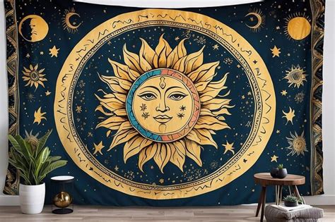Premium Photo Bohemian Sun And Moon Wall Tapestry