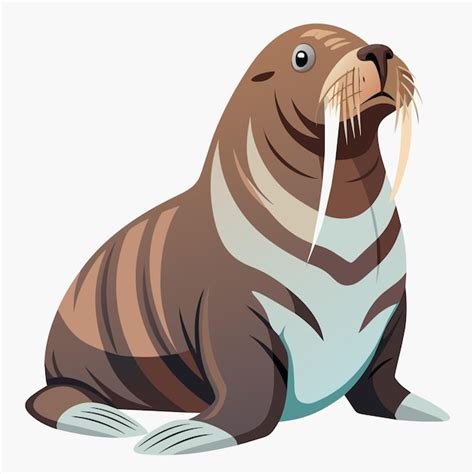 Premium Vector Walrus Vector Art Illustration Solid White Background 15