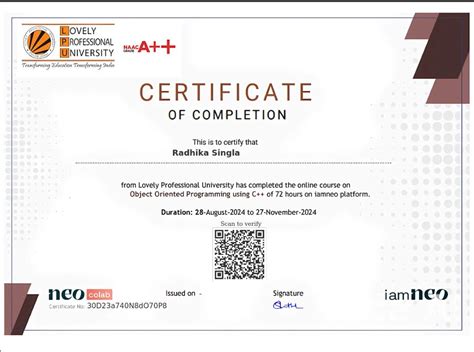 I Am Delighted To Announce The Successful Completion Of The Object Oriented Programming Using