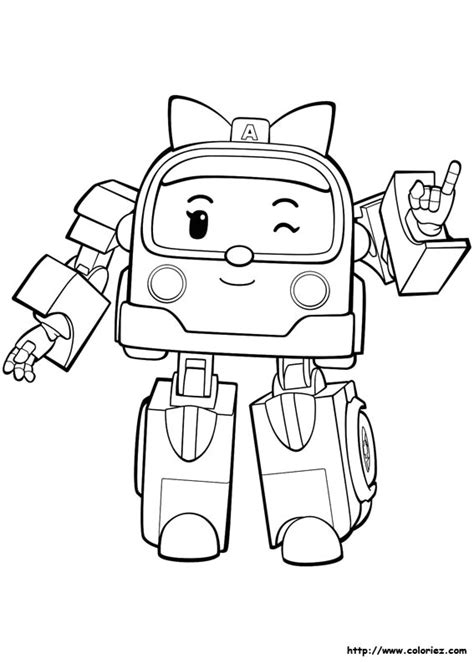 Coloriage Robot Car Poli à Imprimer Danieguto