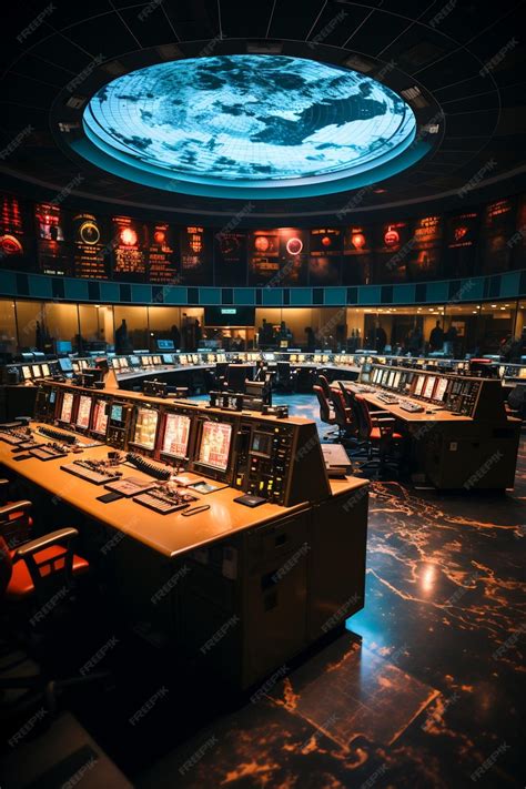 Premium Ai Image Large Control Room With Multiple Monitors And Lot Of