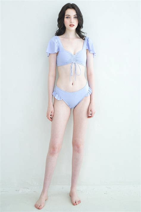 Flutter Sleeve Ruched Bikini Top Neonmello