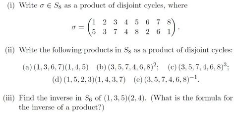 Solved I Write O E Sg As A Product Of Disjoint Cycles Chegg Com