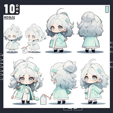 Premium Photo Colorful Female Chibi Kawaii Scientist Lab Coat Cool Tones Microscope Creative