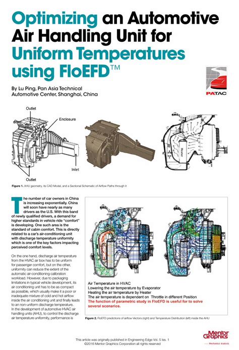 Pdf Optimizing An Automotive Air Handling Unit For Uniform Floefd