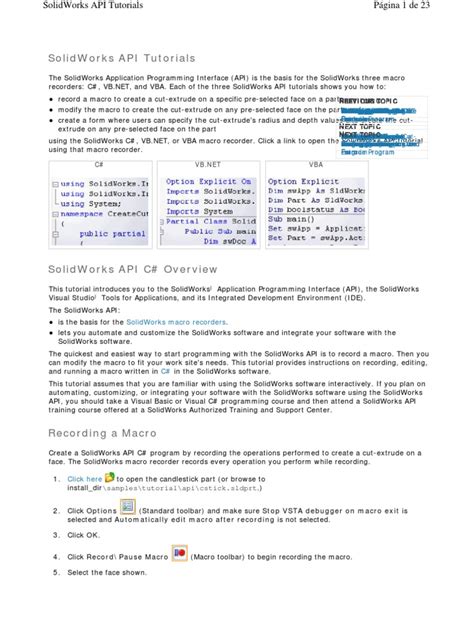 Api Solidworks Pdf Visual Basic For Applications Macro Computer Science
