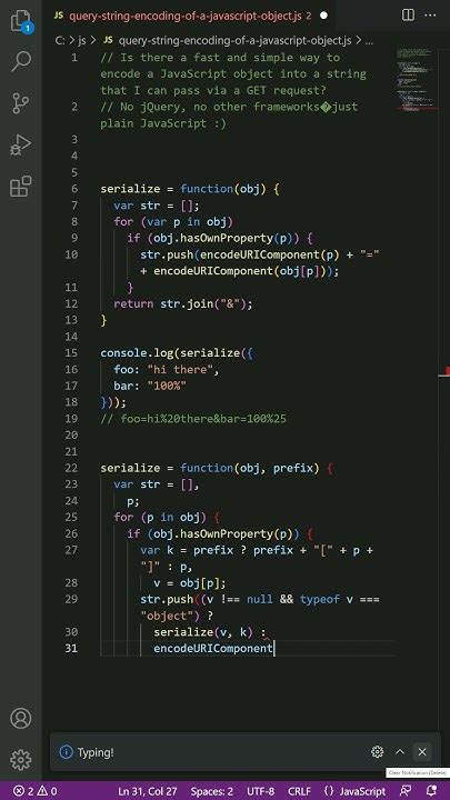 Query String Encoding Of A Javascript Object Youtube