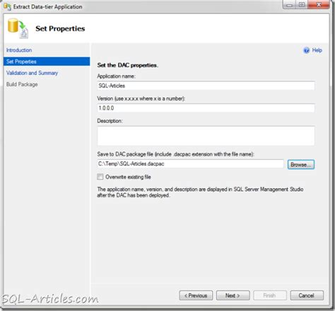 creating a data tier application dac package sql articles