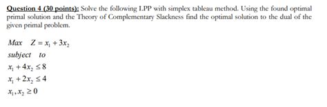 Solved Question Points Solve The Following LPP With Chegg Com
