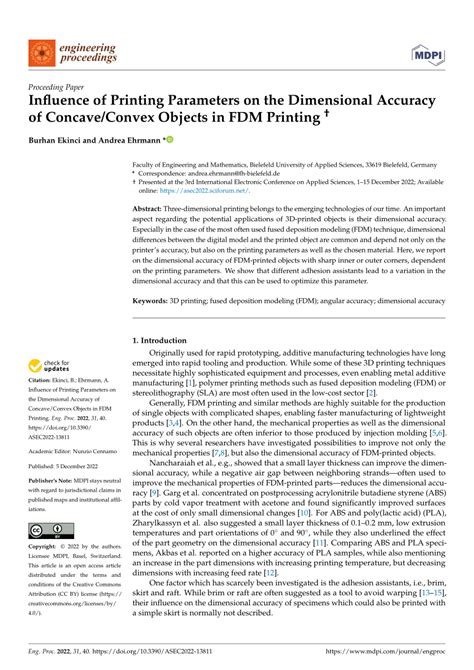 pdf influence of printing parameters on the dimensional accuracy of