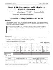 Physics Lab 1 Docx Introductory Physics Laboratory Faculty Of Science UOIT Report IP 01