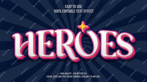 Premium Vector Heroes Modern Editable Text Effect Vibrant Color 3d Text Effect Style Template