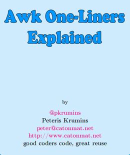 Awk One Liners Explained Part I File Spacing Numbering And