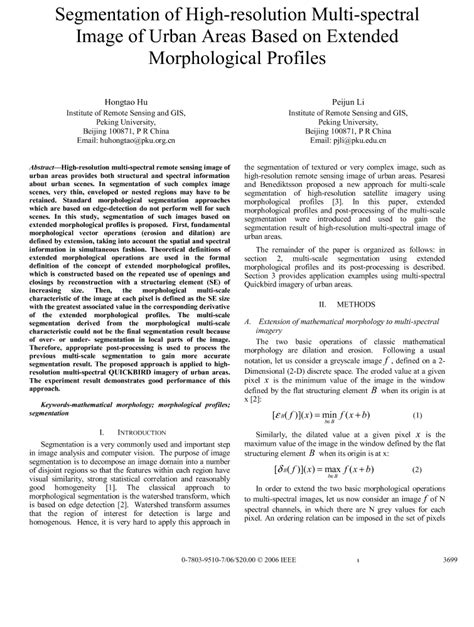 Segmentation Of High Resolution Multi Spectral Image Of Urban Areas Based On Extended
