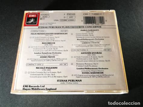 itzhak perlman plays favourite violin concertos Comprar CDs de Música