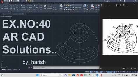 Autocad 2d Sketching Of A Part Quadrant Ex No 40 Youtube