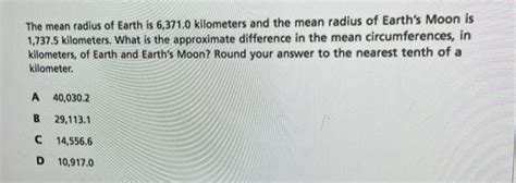 [solved] The Mean Radius Of Earth Is 6 371 0 Kilometers And The Mean