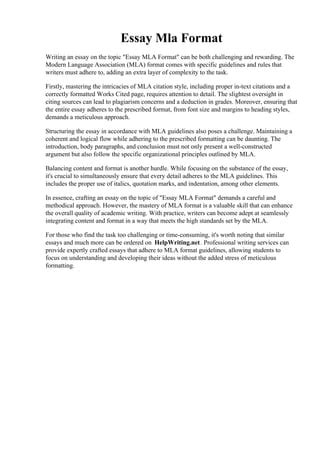 Essay Mla Format PDF