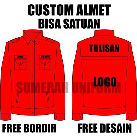 Jual Sumerah Kemeja Almet Custom Jaket Almet Custom Bisa Satuan Full Bordir Almet Tanjung