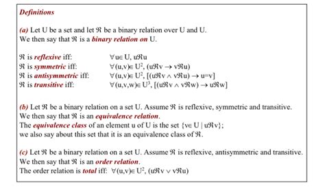 Solved Definitionsa ﻿let U ﻿be A Set And Let R ﻿be A