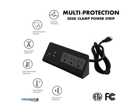 Kable Kontrol Desktop Bedside Power Strip With Usb C Port