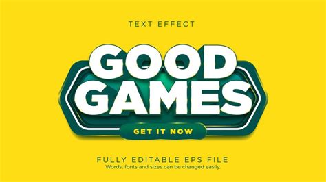 Premium Vector Good Games Ui Button Text Effect Font Type