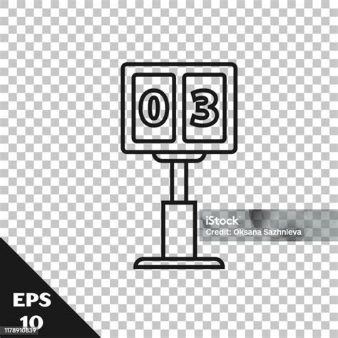 검은 선 스포츠 축구 기계 점수 판 및 투명 한 배경에 격리 결과 표시 아이콘입니다 벡터 일러스트레이션 0명에 대한 스톡 벡터 아트 및 기타 이미지 Istock