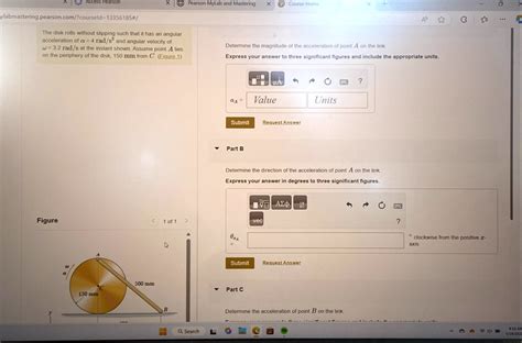 The Disk Rolls Without Slipping Such That It Has An Angular Acceleration Of Alpha 4 Rads2 And