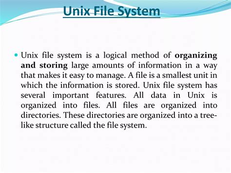 Unix Operating System Architecture With File Structure Pptx