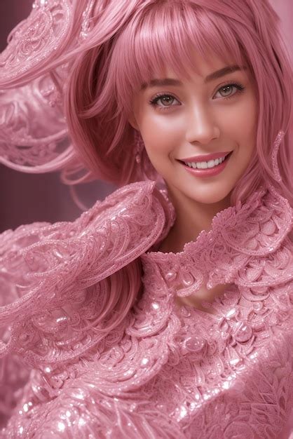Premium Ai Image Pink Dress Woman