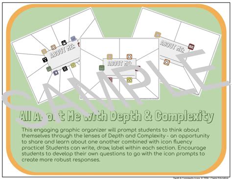 Back To School All About Me With Depth And Complexity 1st 8th Grade