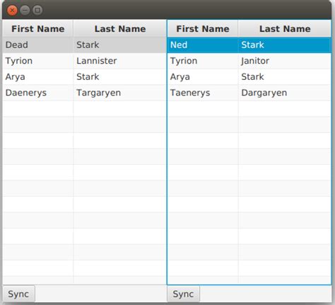 Javafx Tornadofx Tableview Sync Two Tables Stack Overflow