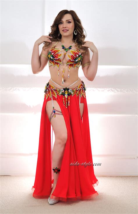Red Belly Dancing Costume Aida Style