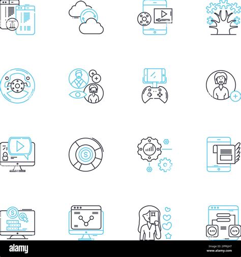 Cyber World Linear Icons Set Encryption Hackers Malware Firewall Phishing Cyberbullying