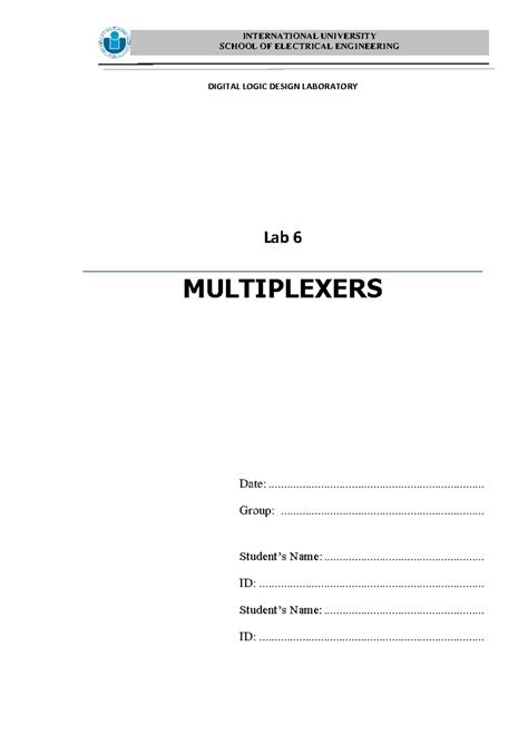 Dld Lab 6 Multiplexers 1 School Of Electrical Engineering Digital
