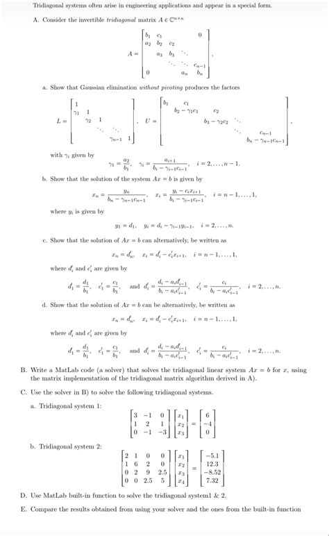 solved tridiagonal systems often arise in engineering