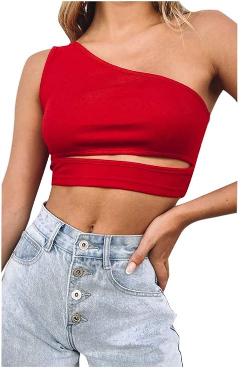 Crop Tops Damen Kurz Sexy Cami Sexy Tank Top Einfabig Oberteile Damen Bauchfrei Tops Camisole